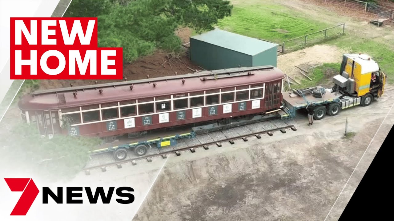 Iconic Glenelg red rattler tram 351 finds new Adelaide Hills home ...
