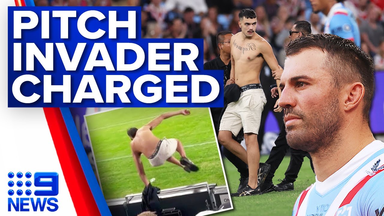 James Tedesco fumes at security after 'scary' pitch invader | 9 News ...