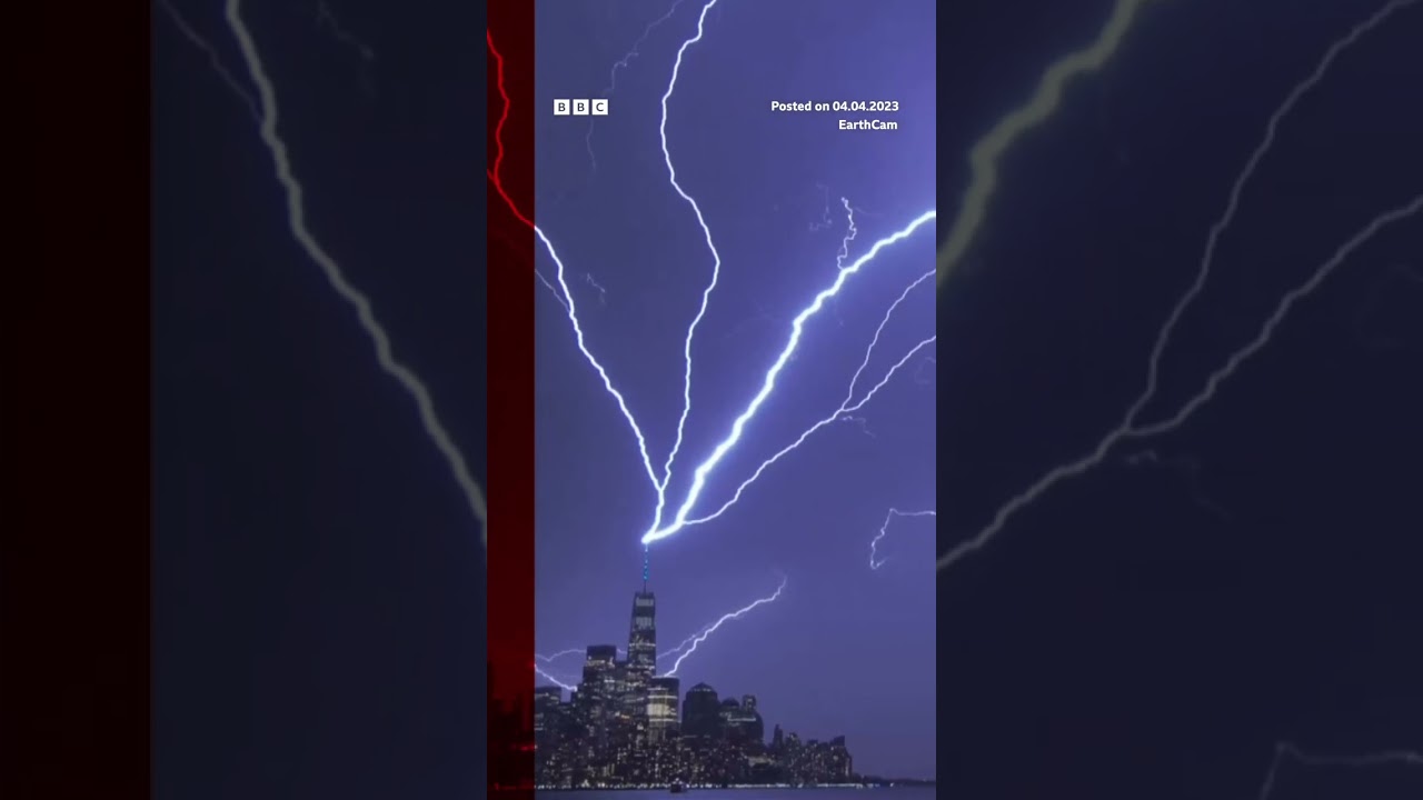A massive lightning bolt hit New York City’s tallest building and lit ...