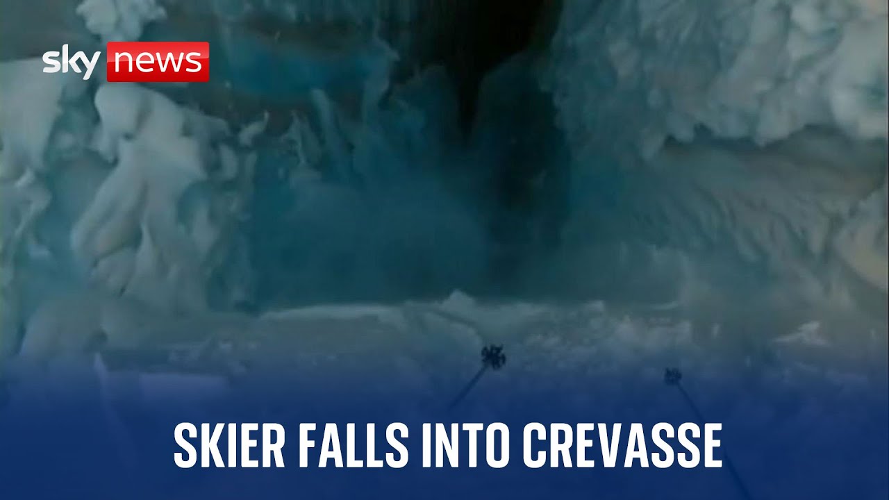 Watch the terrifying moment a skier falls into a crevasse in France ...