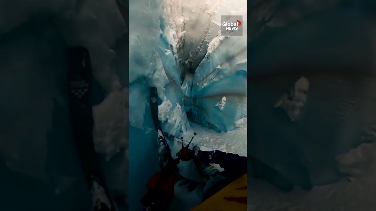 Into the Void: Mountain skier takes terrifying plunge into hidden ...