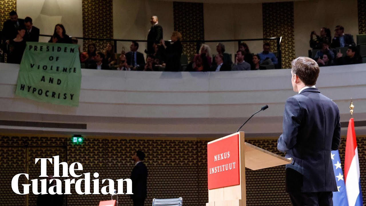 'Where is French democracy?': activists interrupt Macron's speech in ...