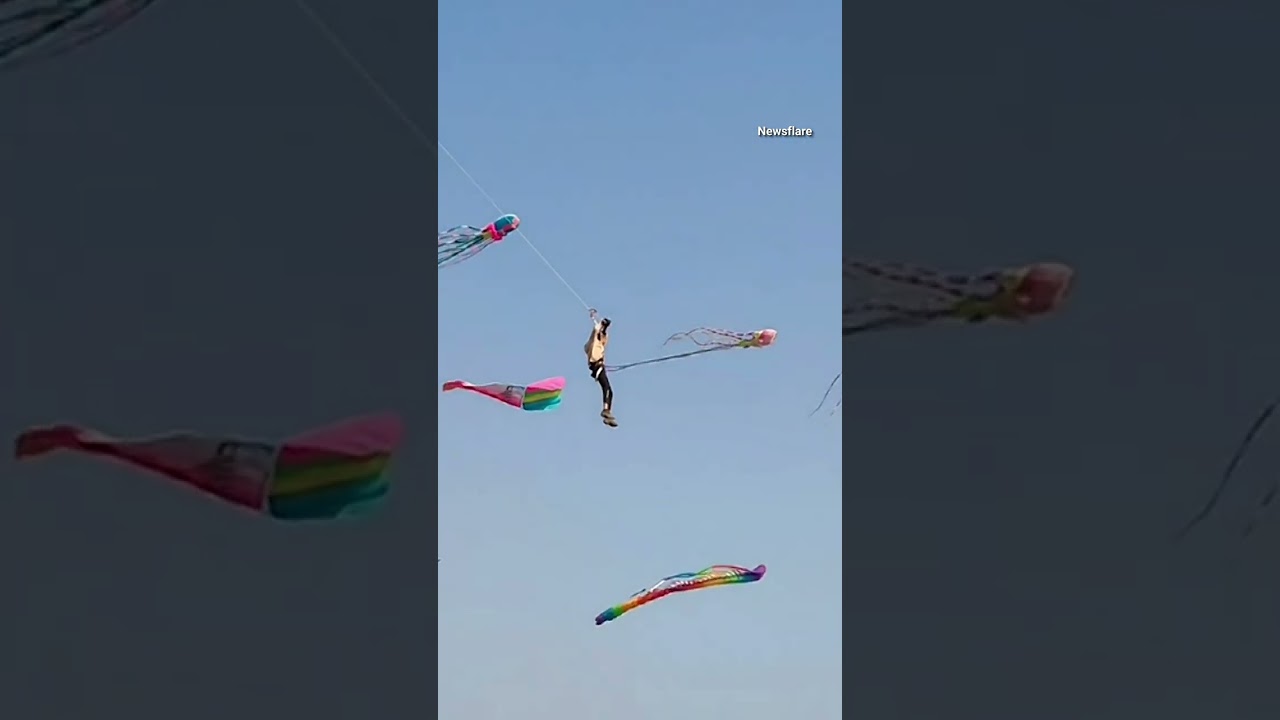 Chinese man dragged into sky by giant kite #shorts - The Global Herald