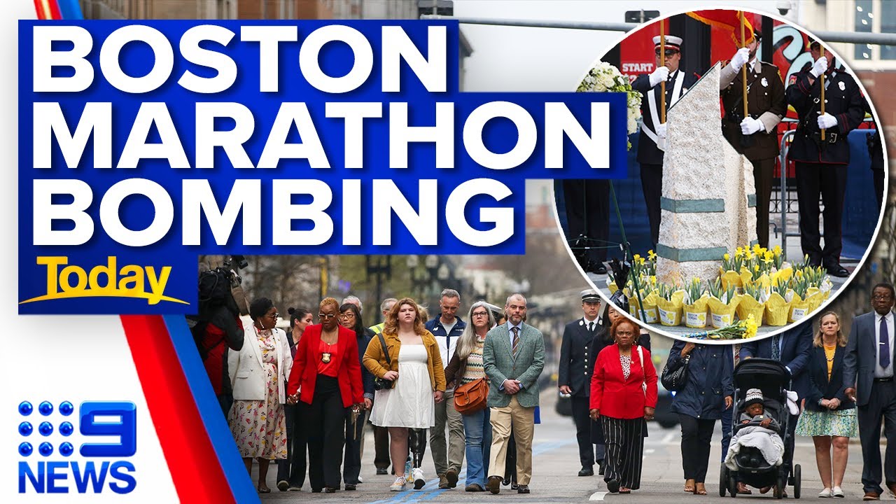 Victims of Boston marathon bombing honoured 10 years on | 9 News ...