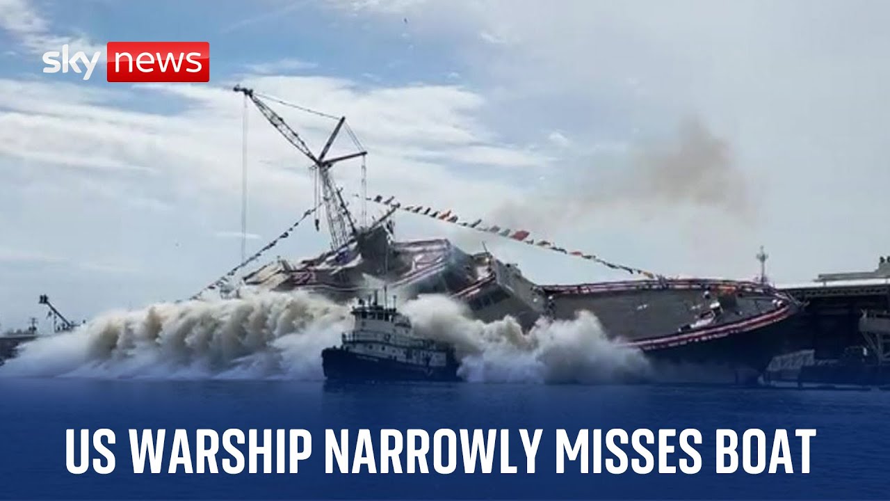 US Navy warship narrowly misses tugboat during launch - The Global Herald