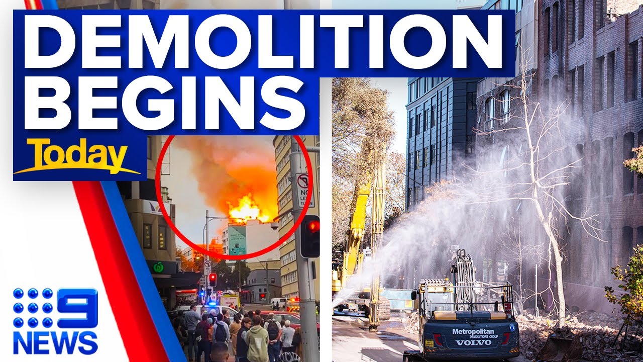 The demolition of Sydney CBD building that was destroyed by fire begins ...
