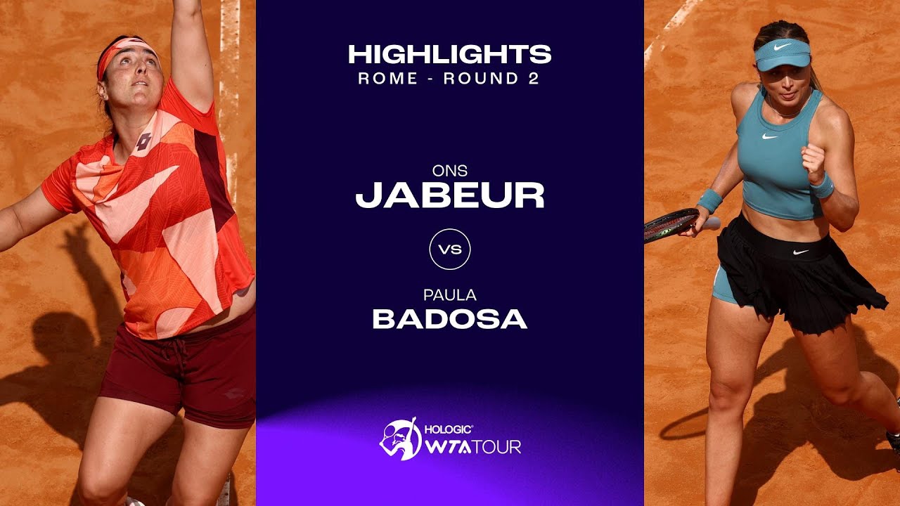Ons Jabeur vs. Paula Badosa | 2023 Rome Round 2 | WTA Match Highlights ...