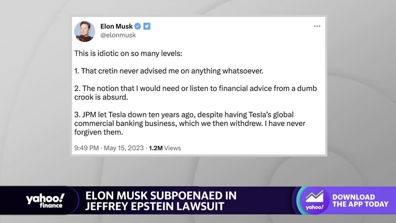 Elon Musk subpoenaed in Jeffrey Epstein lawsuit filed by U.S. Virgin ...
