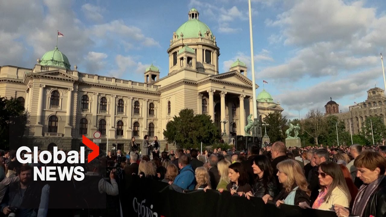 Thousands of Serbians stage protest over 2 separate mass killings - The ...