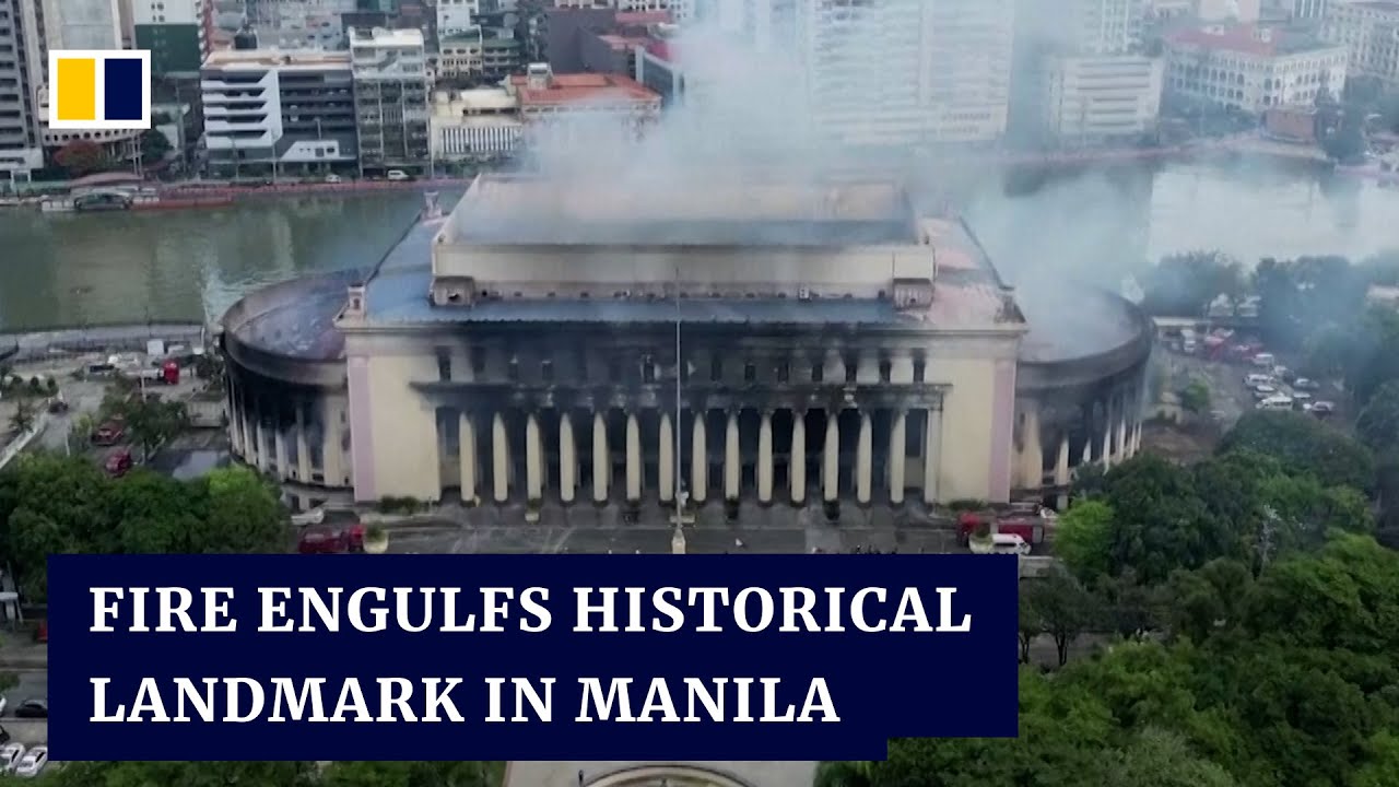 Inferno rips through historic post office building in Manila - The ...