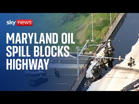 US: Tanker overturns spilling hot tar across the highway in Maryland ...