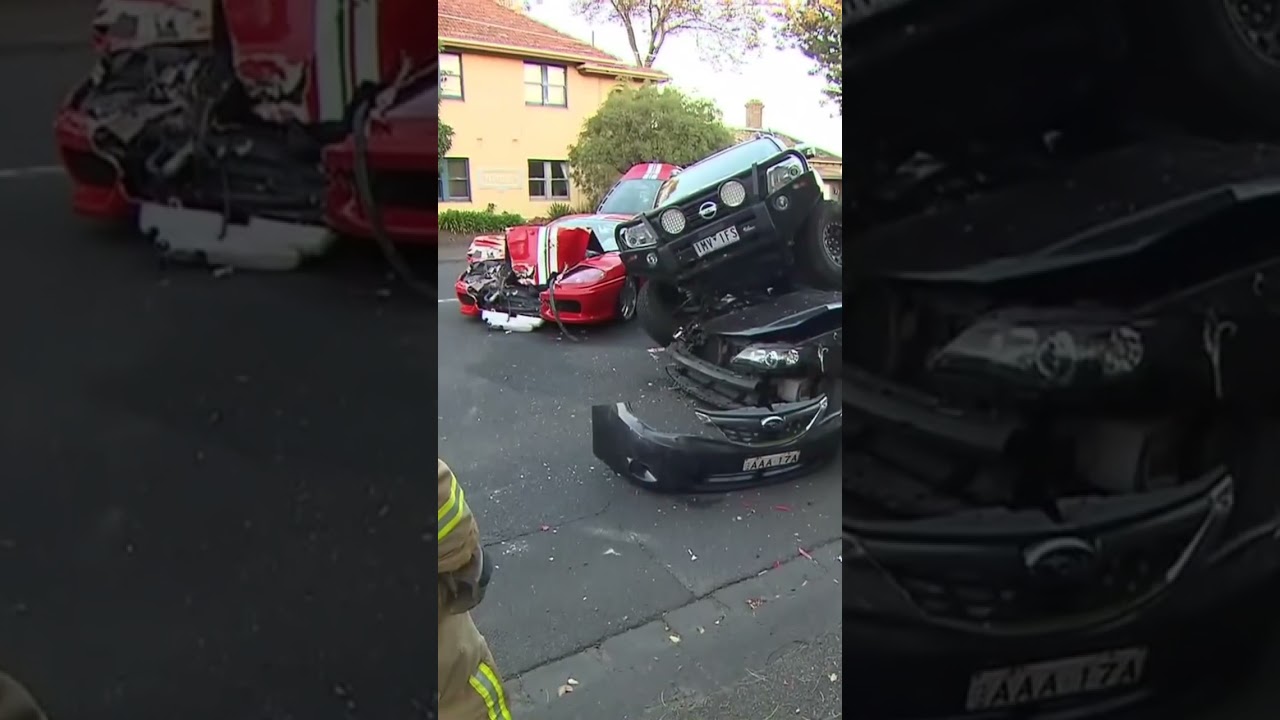 Security footage captures moment Ferrari slams into traffic | 7NEWS ...