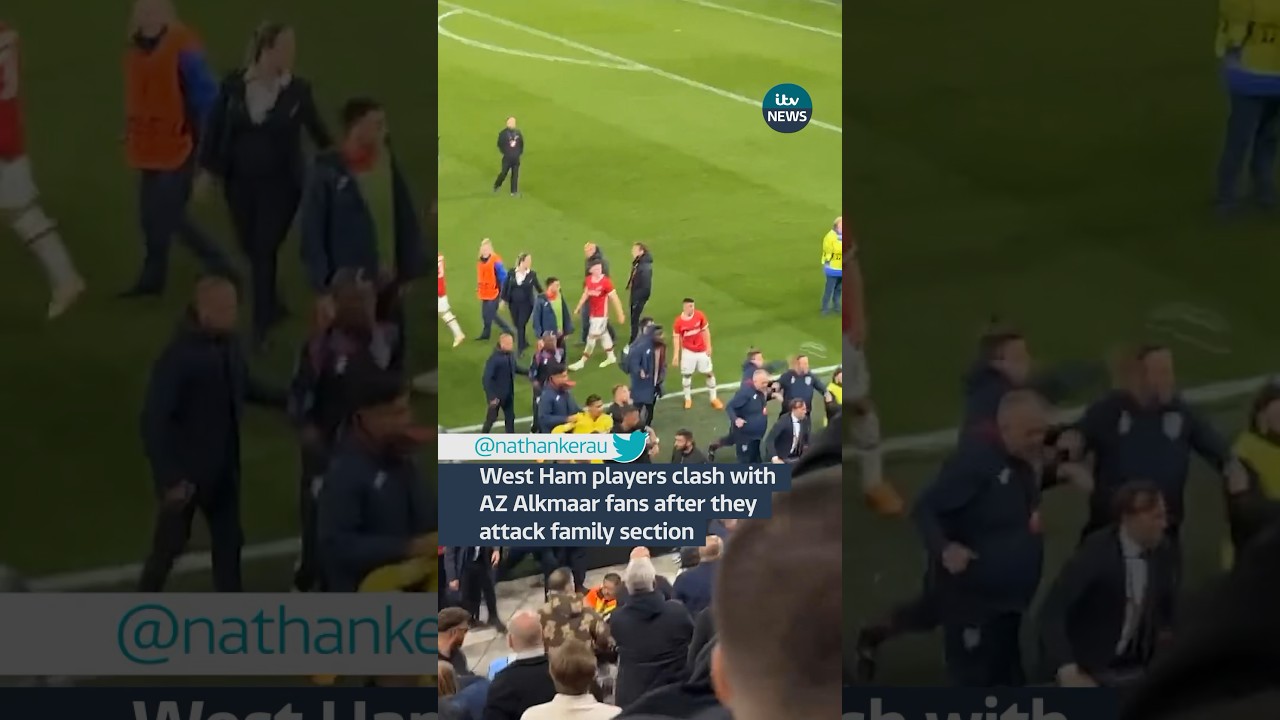 West Ham players clash with AZ Alkmaar fans after they attack family ...