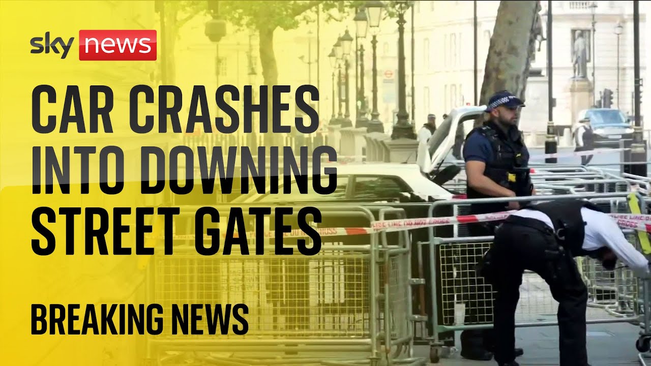 Downing Street: Video shows car crashed in front of the iconic gates ...