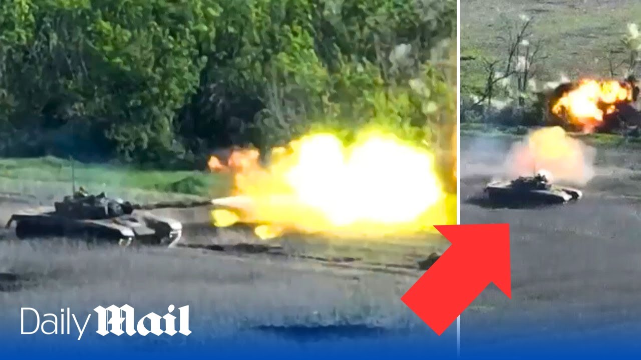 Russian soldiers flee as Ukrainian tank fires point-blank at trench ...