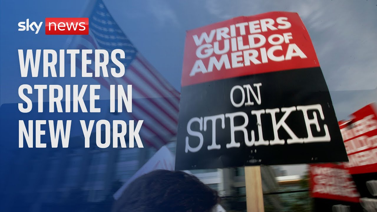 Watch live: Hollywood writers strike picket line in New York - The ...