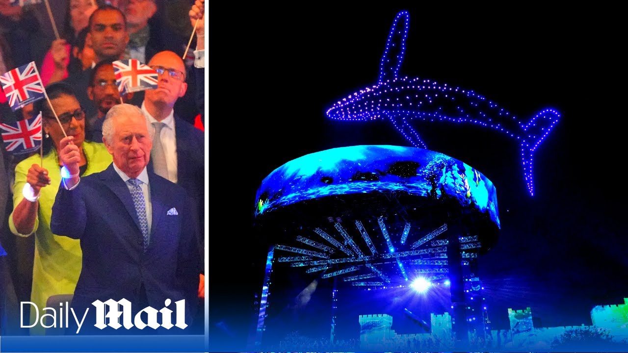 King Charles coronation: Incredible drone display lights up sky above ...