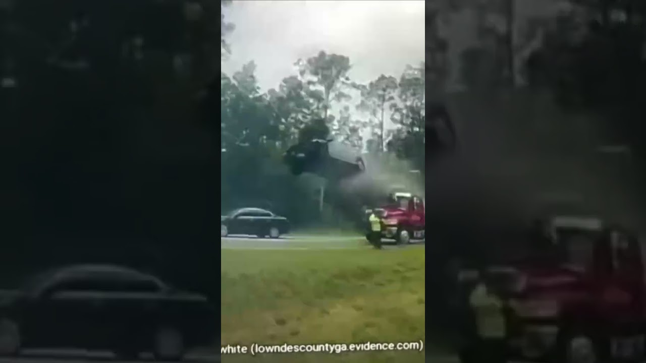 Body can captures moment car flies through the air after crash in US ...