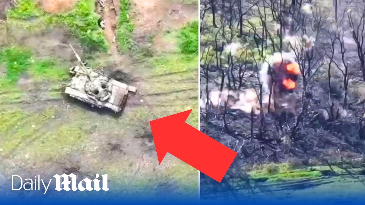 Ukrainian soldiers force Russians out of trench using tank in Bakhmut ...