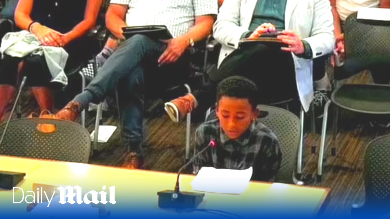 Emotional moment 10-year-old boy gives powerful speech about ...