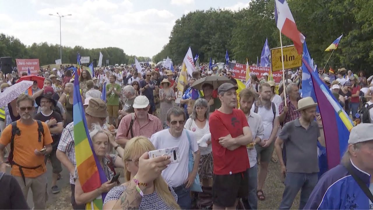 Thousands gather to protest against NATO's Ramstein Air Base in Germany ...