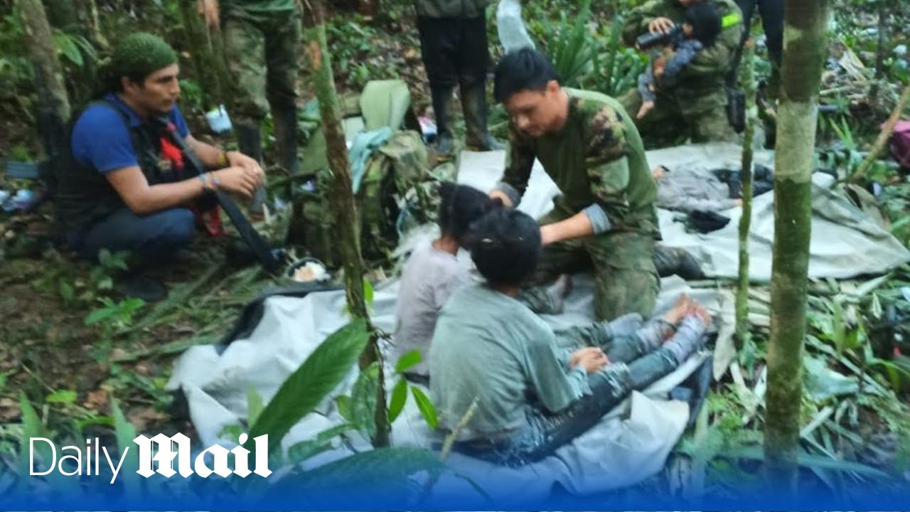 Moment children found alive in Colombian jungle 40 days after surviving ...