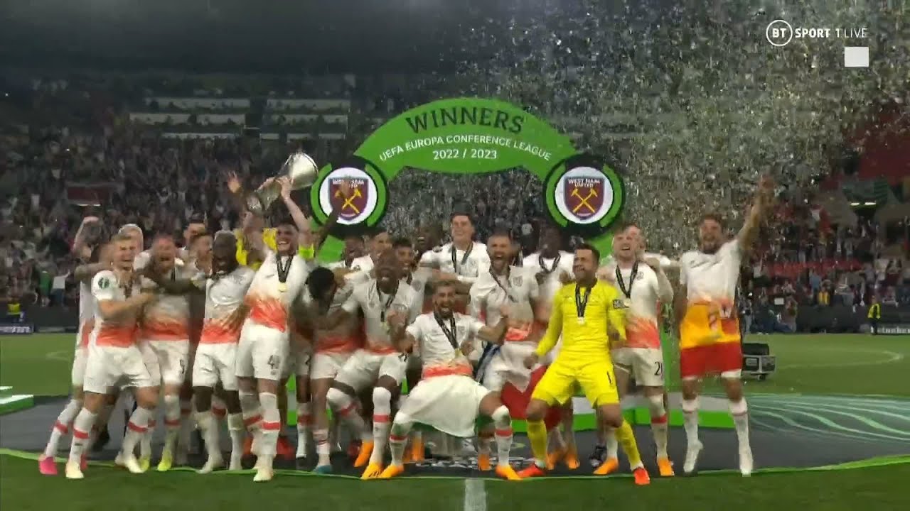 Full time scenes as West Ham win the UEFA Conference League! UP THE ...