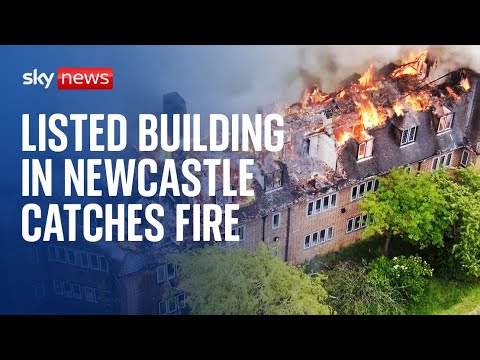 Newcastle fire: Crews battle huge blaze at disused university halls ...