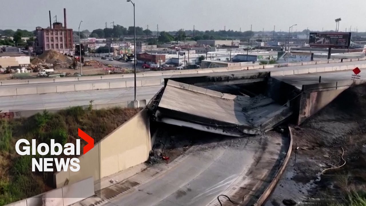 Philadelphia I-95 highway collapse: Drone footage shows extent of ...