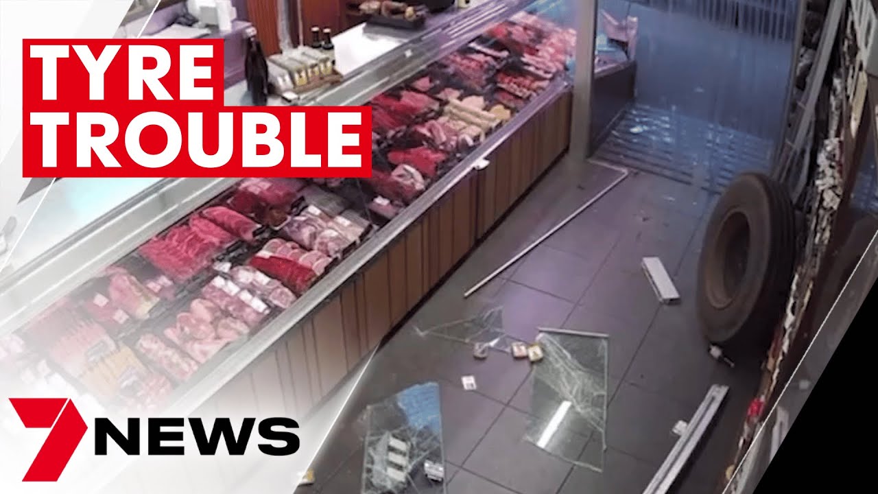 CCTV captures moment runaway wheel smashes into Goodwood butcher ...