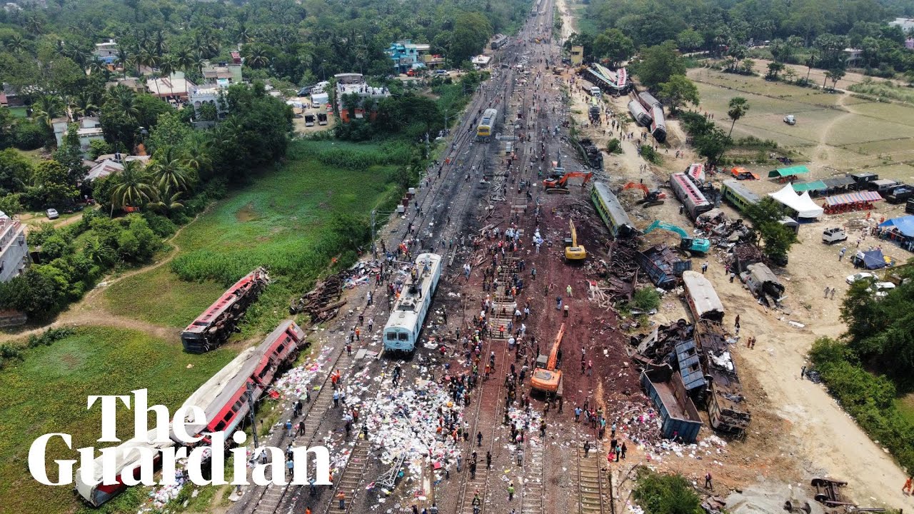 Drone footage shows authorities clearing tracks after deadly train ...