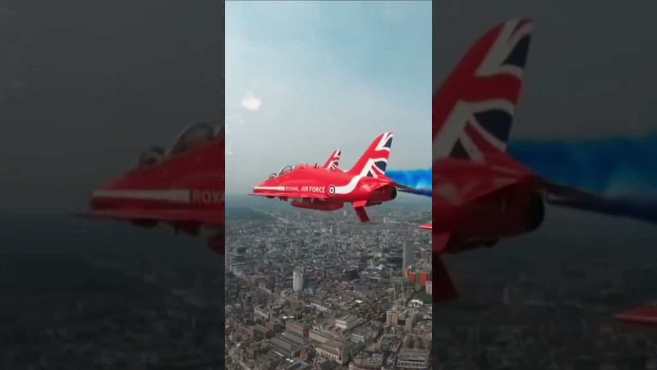 The Red Arrows were among 70 aircraft that flew over London for the ...