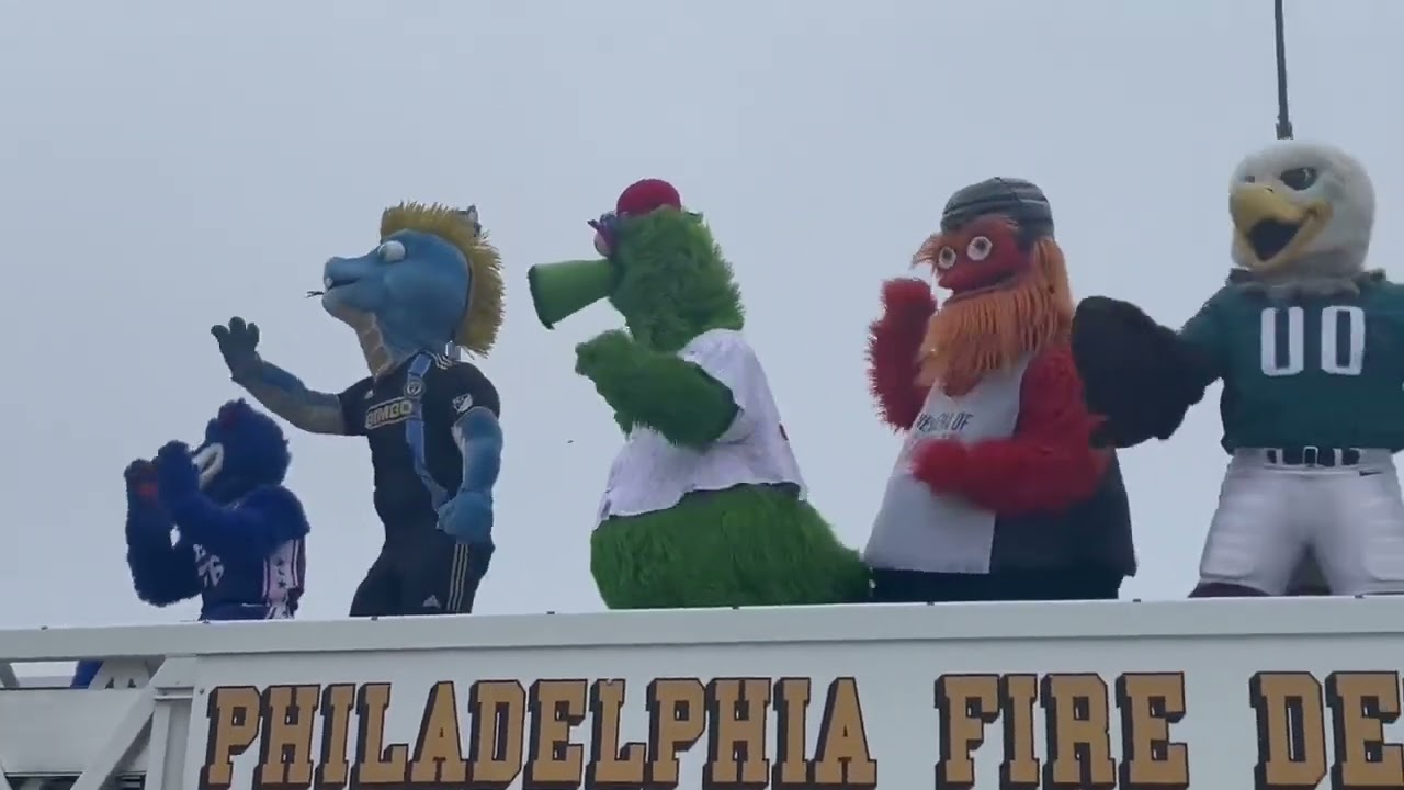 Philly Fire Dept. & team mascots celebrate the reopening of temporary ...