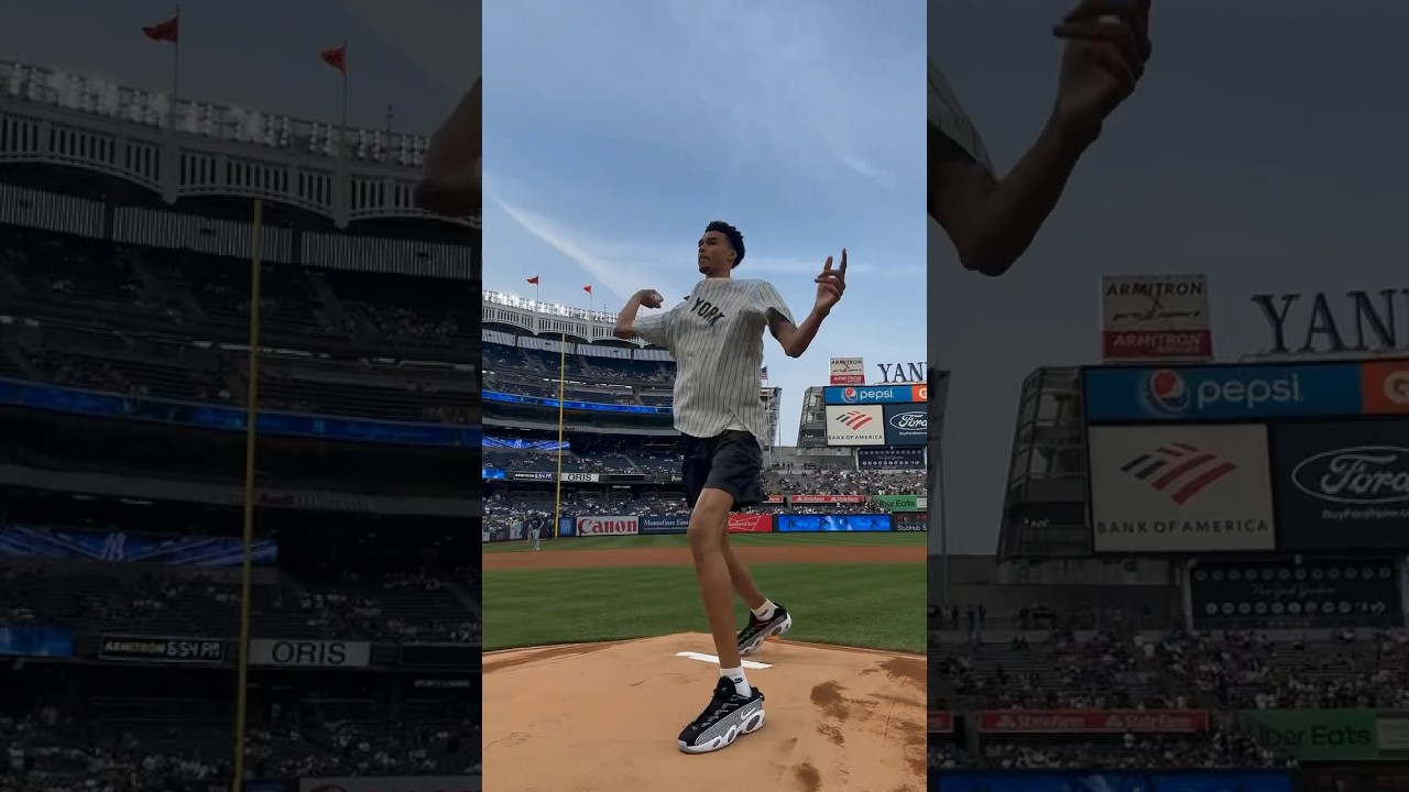 7’2” Victor Wembanyama throws the first pitch at the Yankees game | # ...
