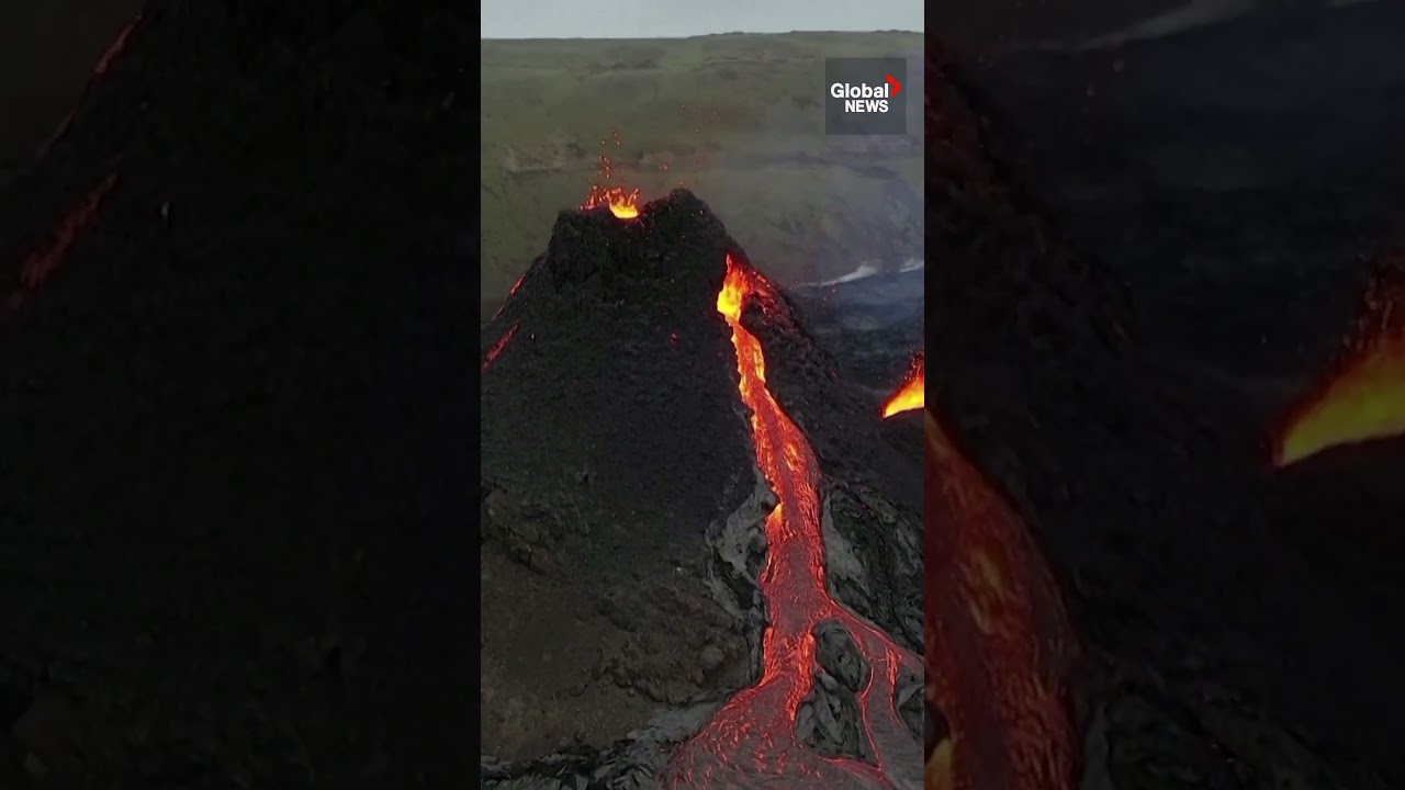 Iceland volcano: Drone footage captures close-up of lava spewing from ...