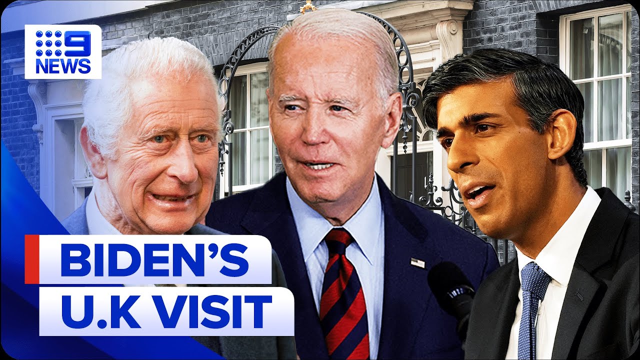 Biden arrives in London for UK-US talks ahead of NATO Summit | 9 News ...
