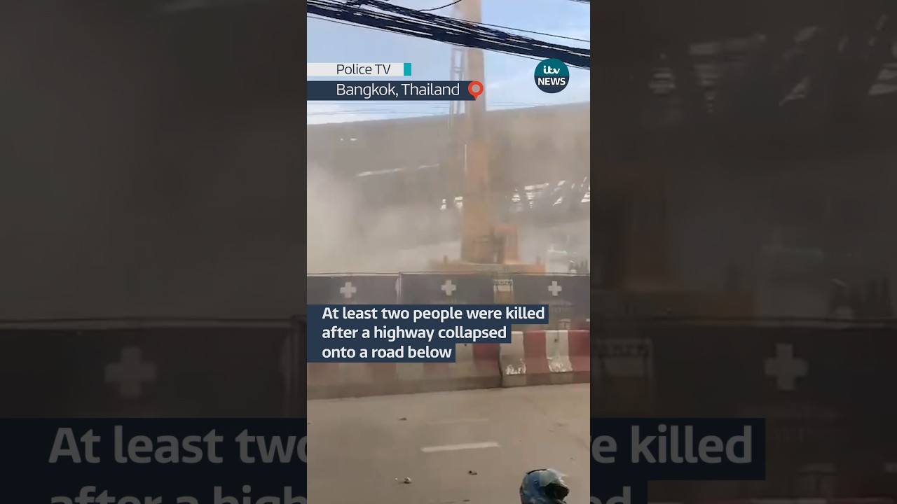 Half-built highway collapses #itvnews #news #bangkok #thailand - The ...