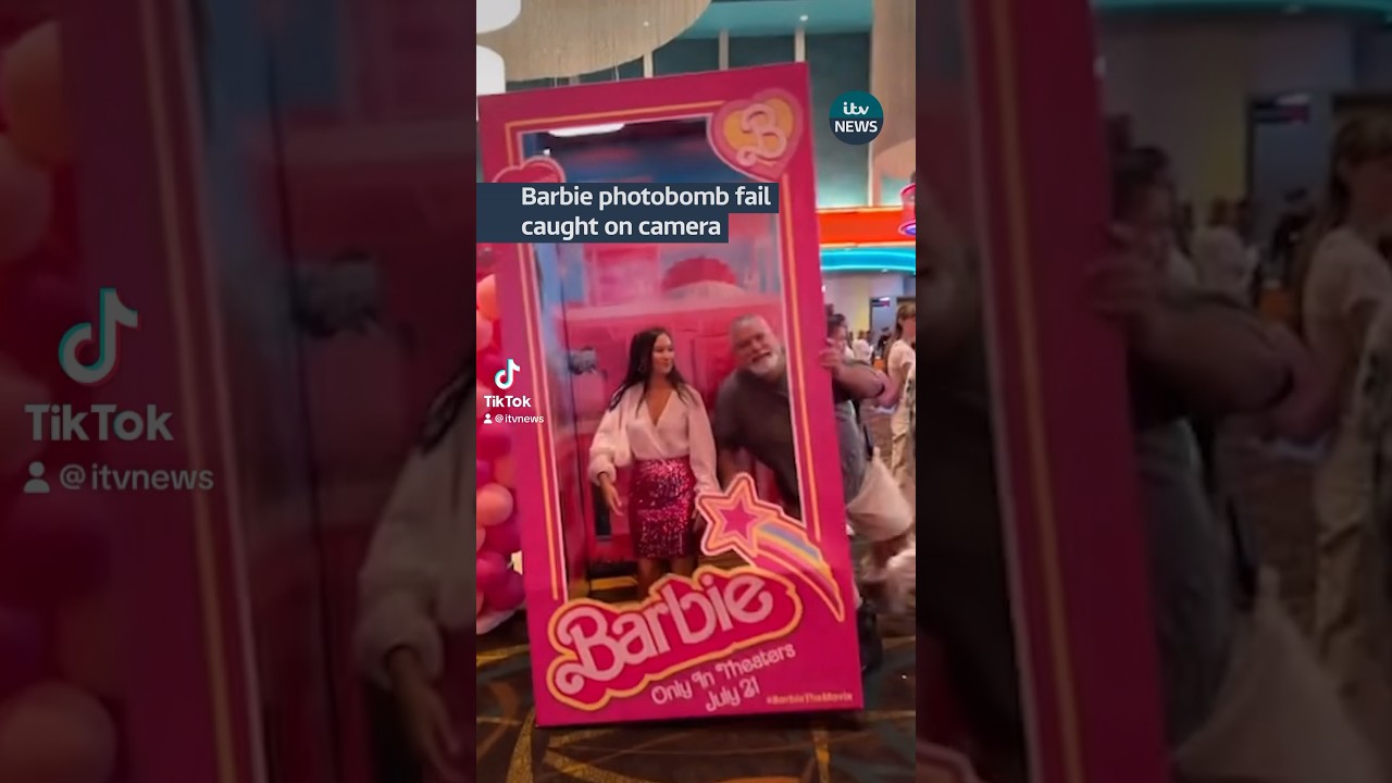 Barbie photobomb fail caught on camera #itvnews #barbie #entertainment ...