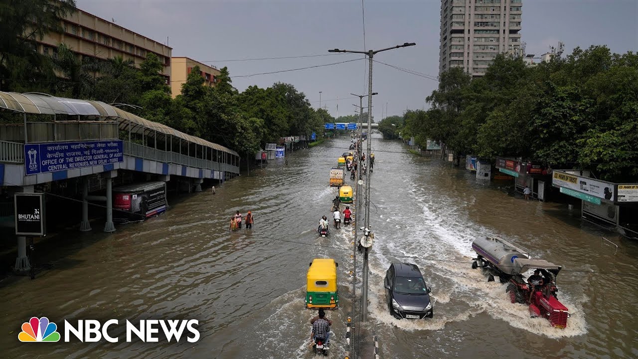 Drone footage shows severe flooding in New Delhi after record rainfall ...