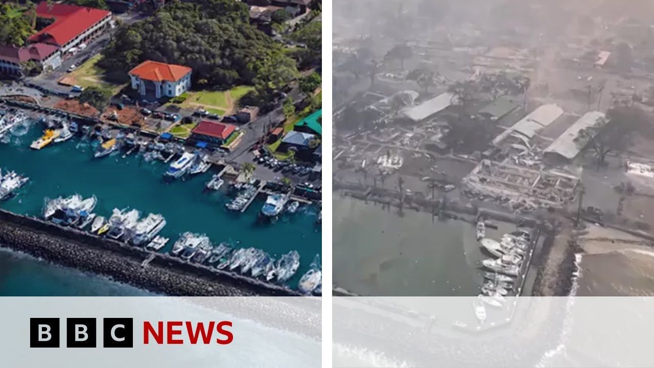 Hawaii wildfires: Before and after footage shows extend of damage - BBC ...