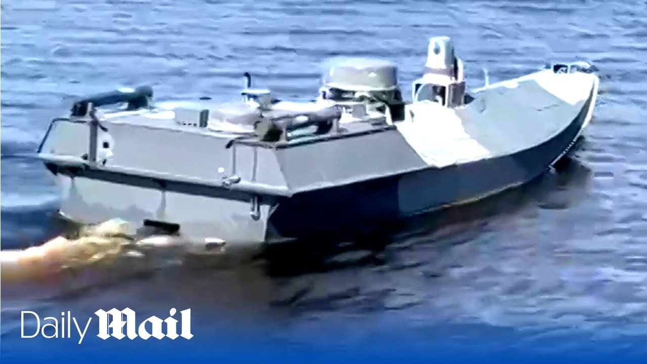 'Sea Baby': CCTV footage of the moment Ukraine's naval drone slammed ...