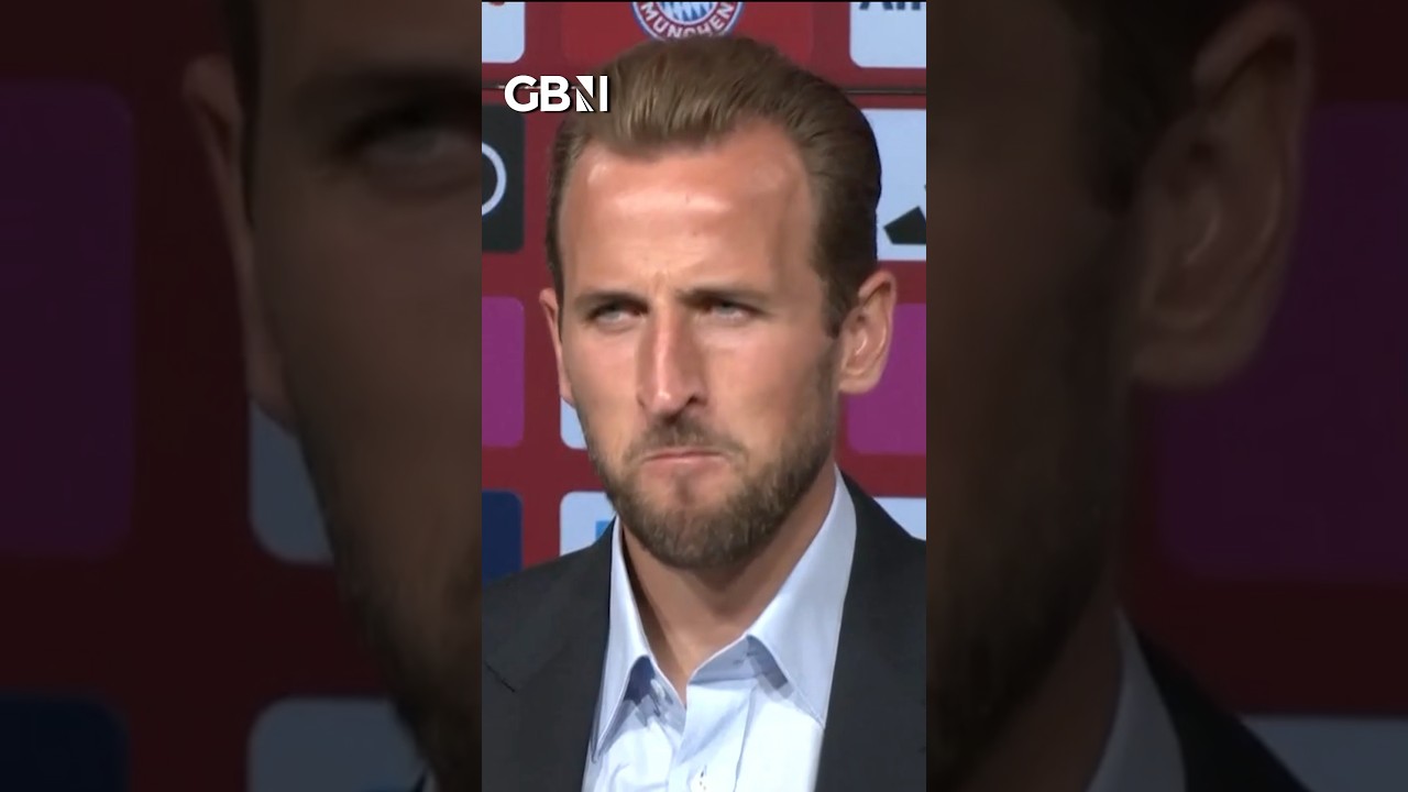 Harry Kane looks lost as reporters speak German at Bayern Munich press conference #HarryKane # ...
