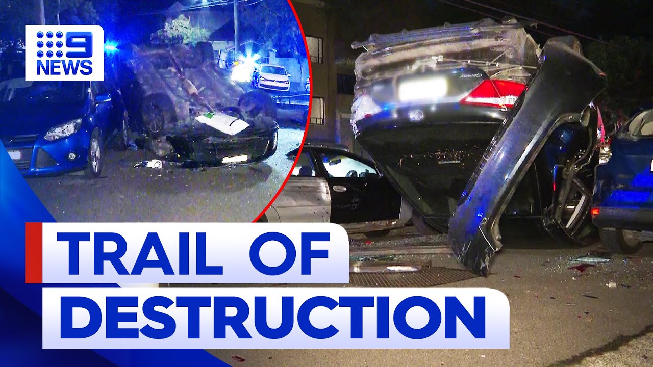 Sydney car crash leaves trail of destruction | 9 News Australia - The ...