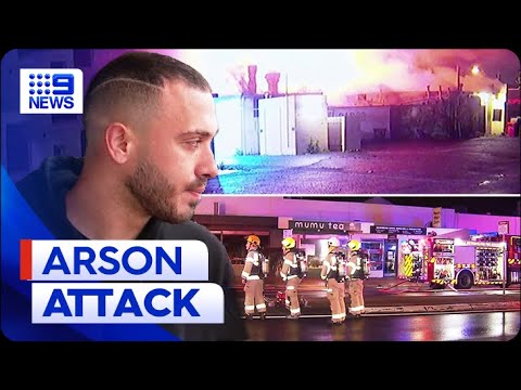 Shocking vision shows thugs set pizza bar on fire in Adelaide | 9 News ...