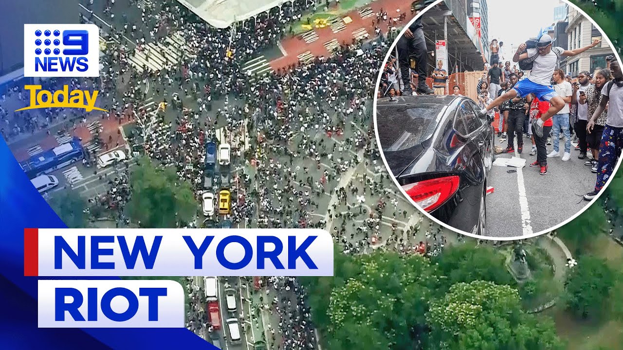 Influencer giveaway ends in out-of-control riot in New York | 9 News ...