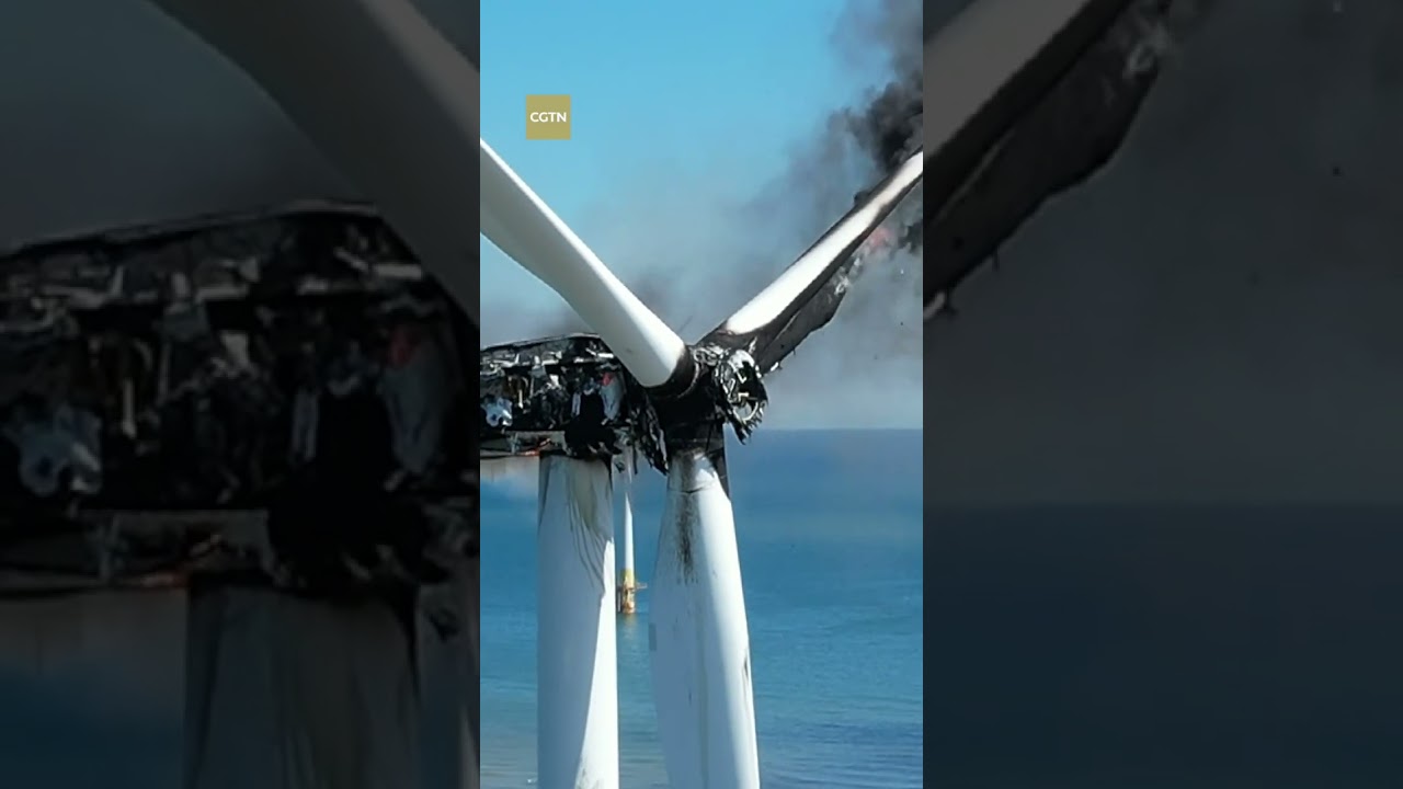 Wind turbine catches fire off coast of England - The Global Herald