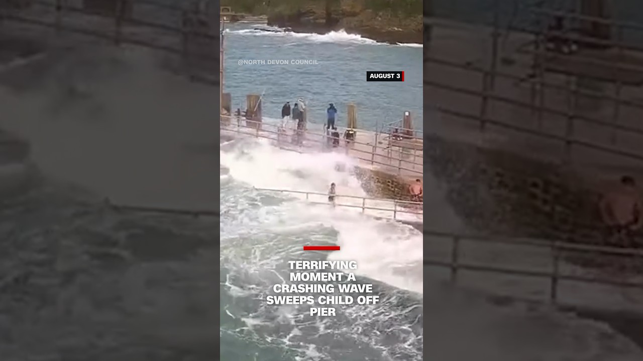 Terrifying moment a crashing wave sweeps child off pier - The Global Herald