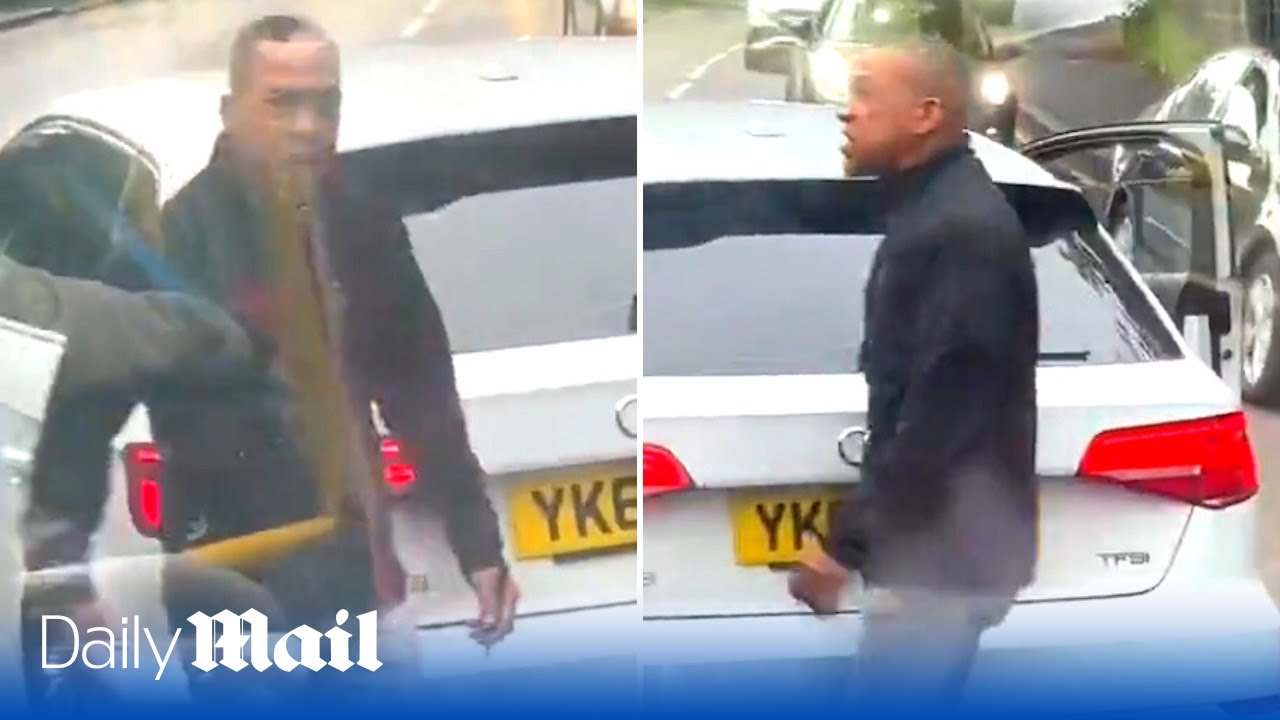 Moment furious driver gets in heated argument with bus driver leaving ...