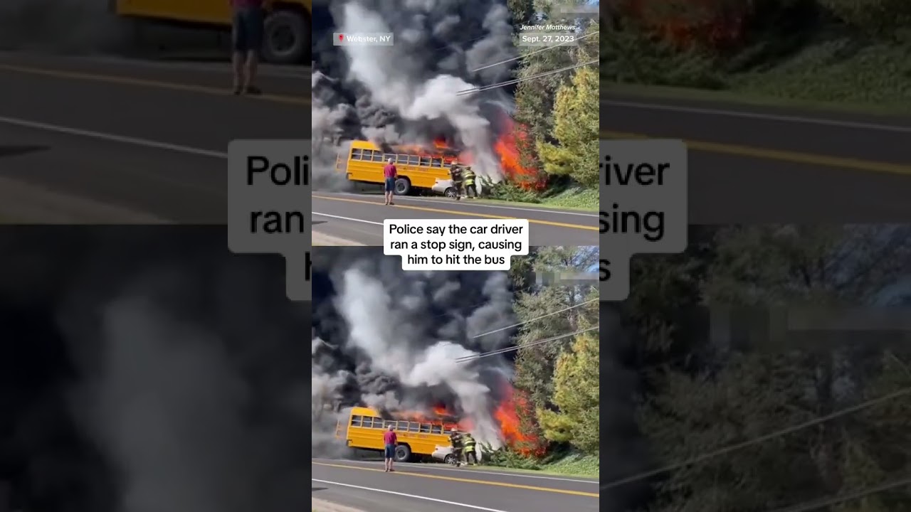 New York school bus catches fire after crash - The Global Herald