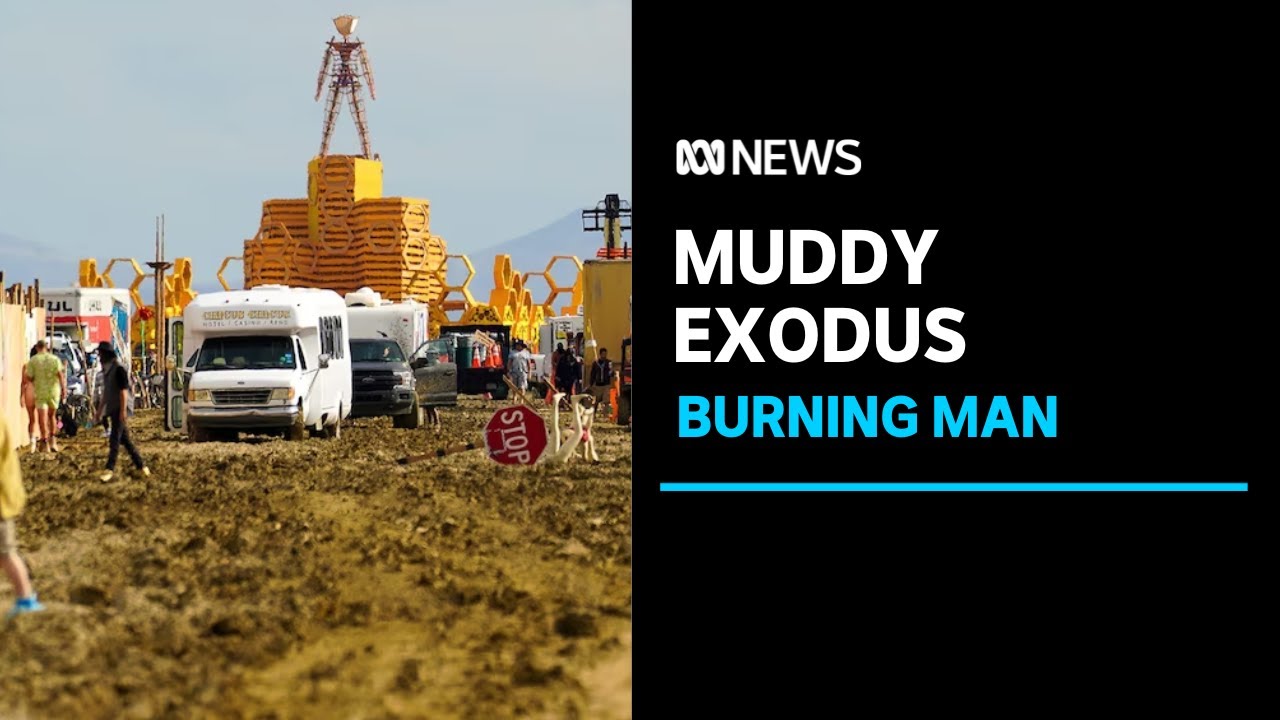 Burning Man festival exodus begins through drying mud | ABC News - The ...
